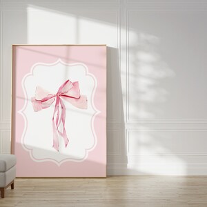 Preppy Pink Coquette Bow Printable Wall Art, Pink Bow Print, Trendy Art ...