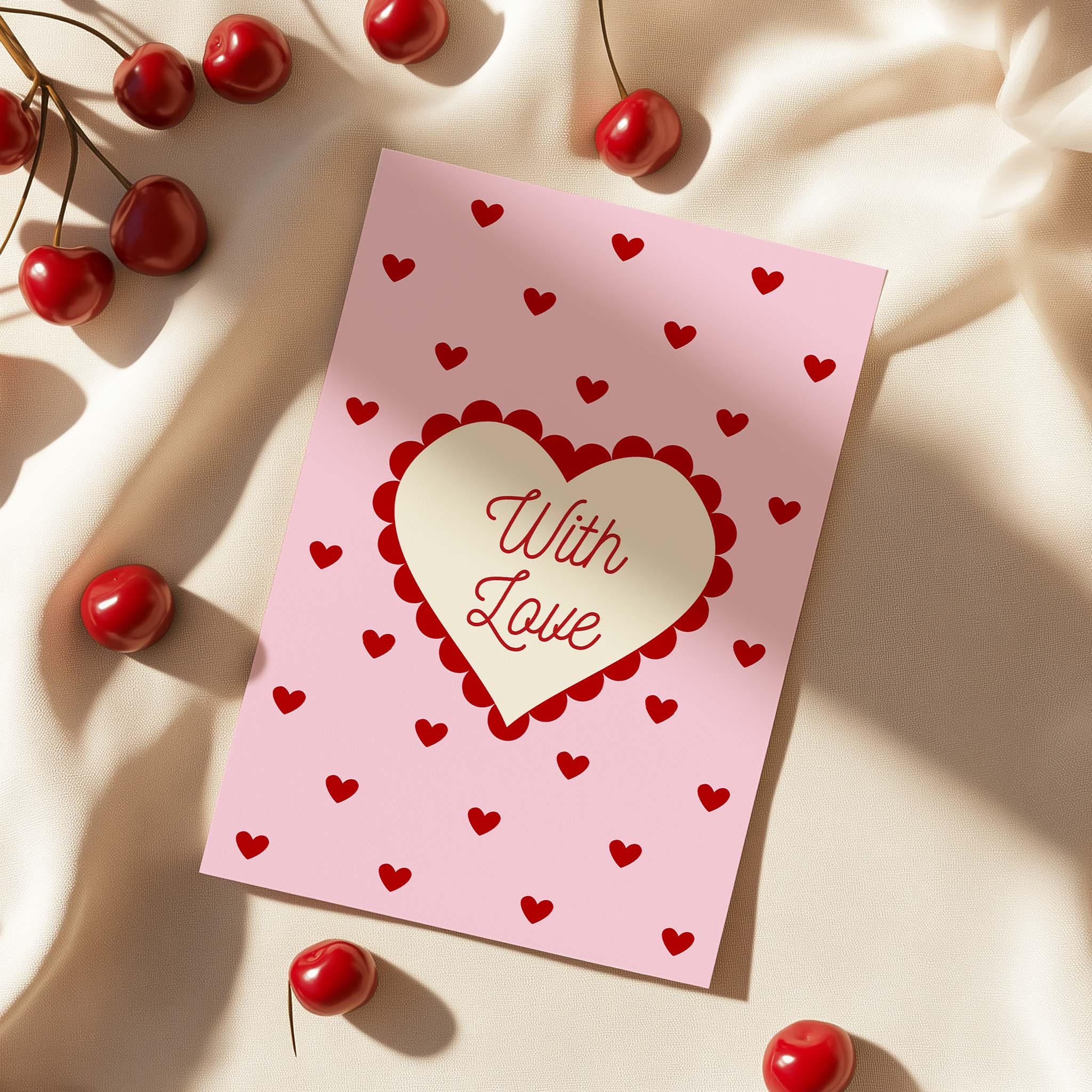 Valentine’s Day Card, With Love Printable Greeting Card (digital ...