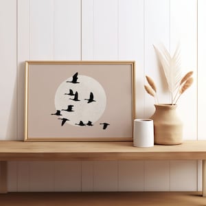 Horizontal Birds Printable Wall Art, Flying Birds Art Poster ...