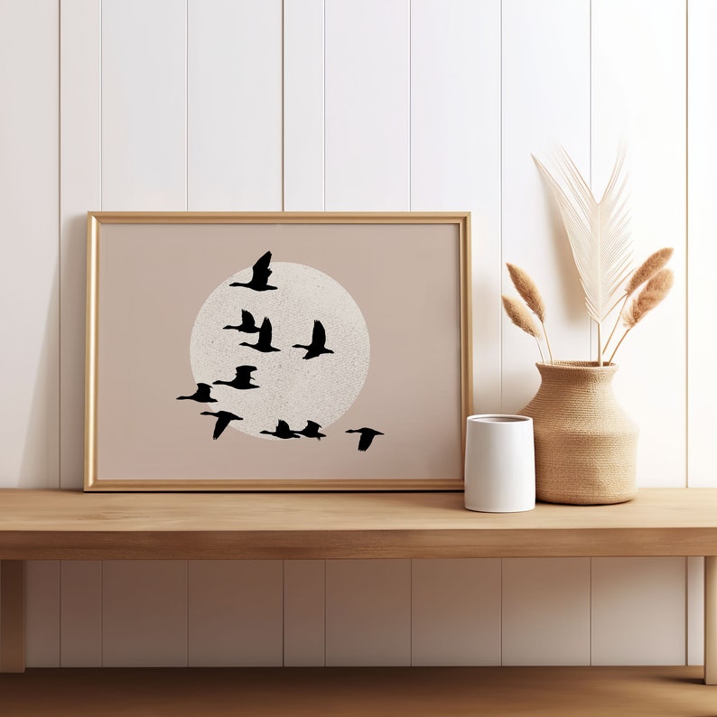 Horizontal Birds Printable Wall Art, Flying Birds Art Poster ...