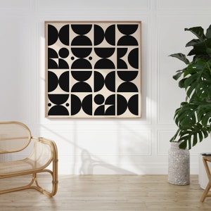 Black Minimalist Square Abstract Printable Wall Art, Modern Square Wall ...
