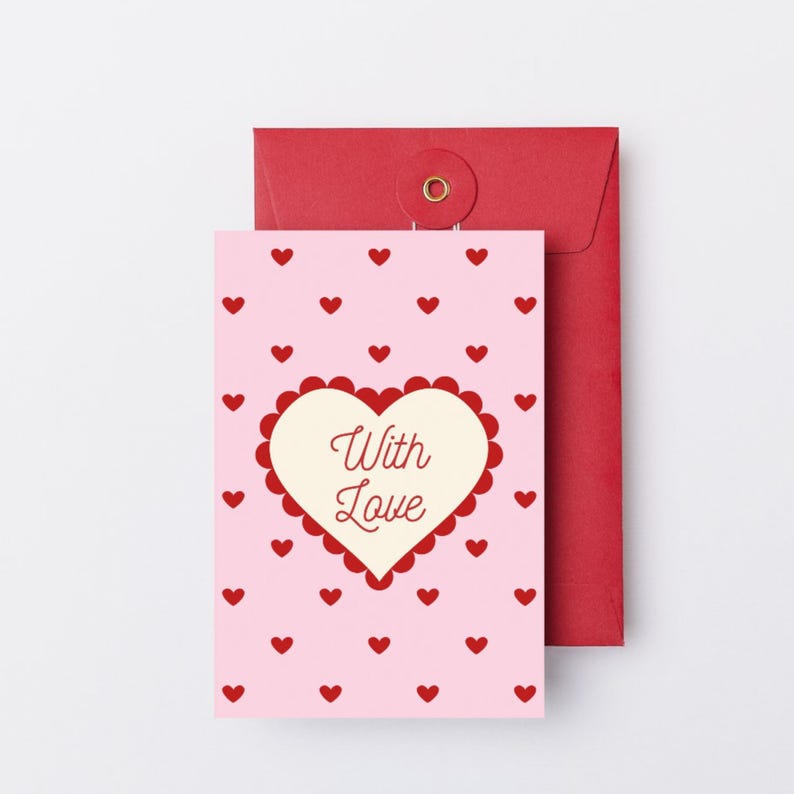 Valentine’s Day Card, With Love Printable Greeting Card (digital ...