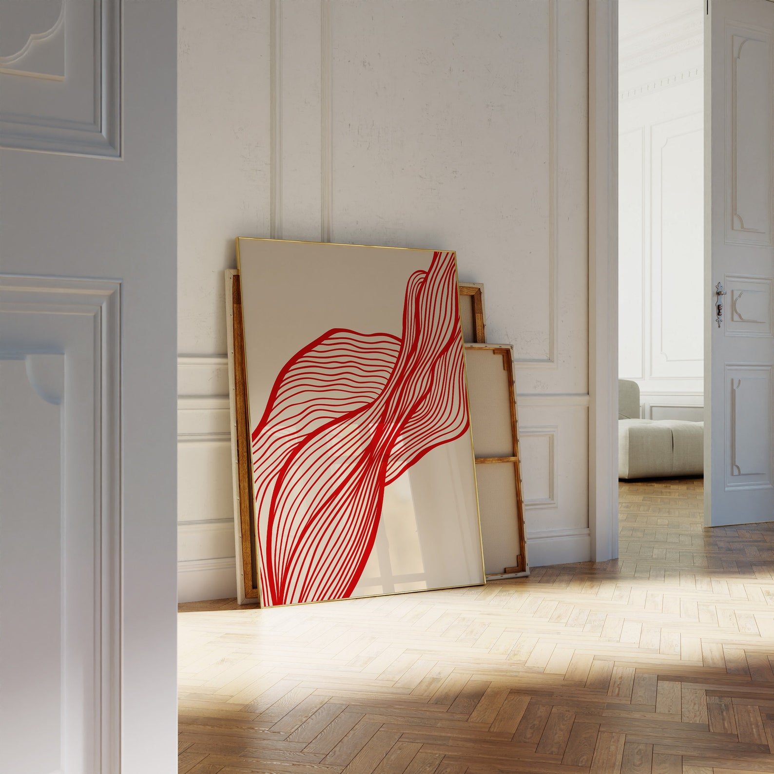 Abstract Red Line Printable Wall Art Large Size Minimalist - Etsy