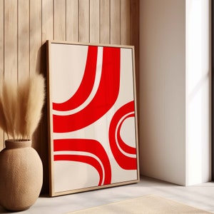 Abstract Red Printable Wall Art, Large Size Minimalist Print Download ...
