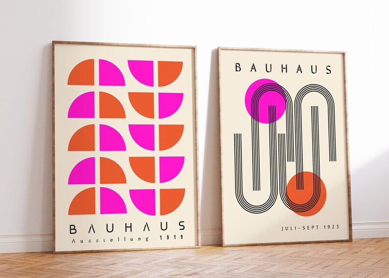 Bauhaus Printable Poster Set of 2, Mid Century Modern Printable Wall ...
