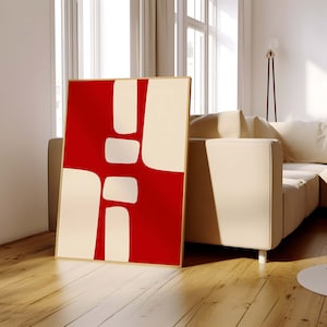 Red Abstract Art Print: Minimalist Geometric Poster (digital Download ...