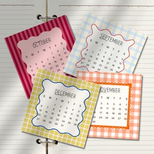 2026 Mini Funky Calendar Cards: Square Monthly Cute Desk Calendar Set ...