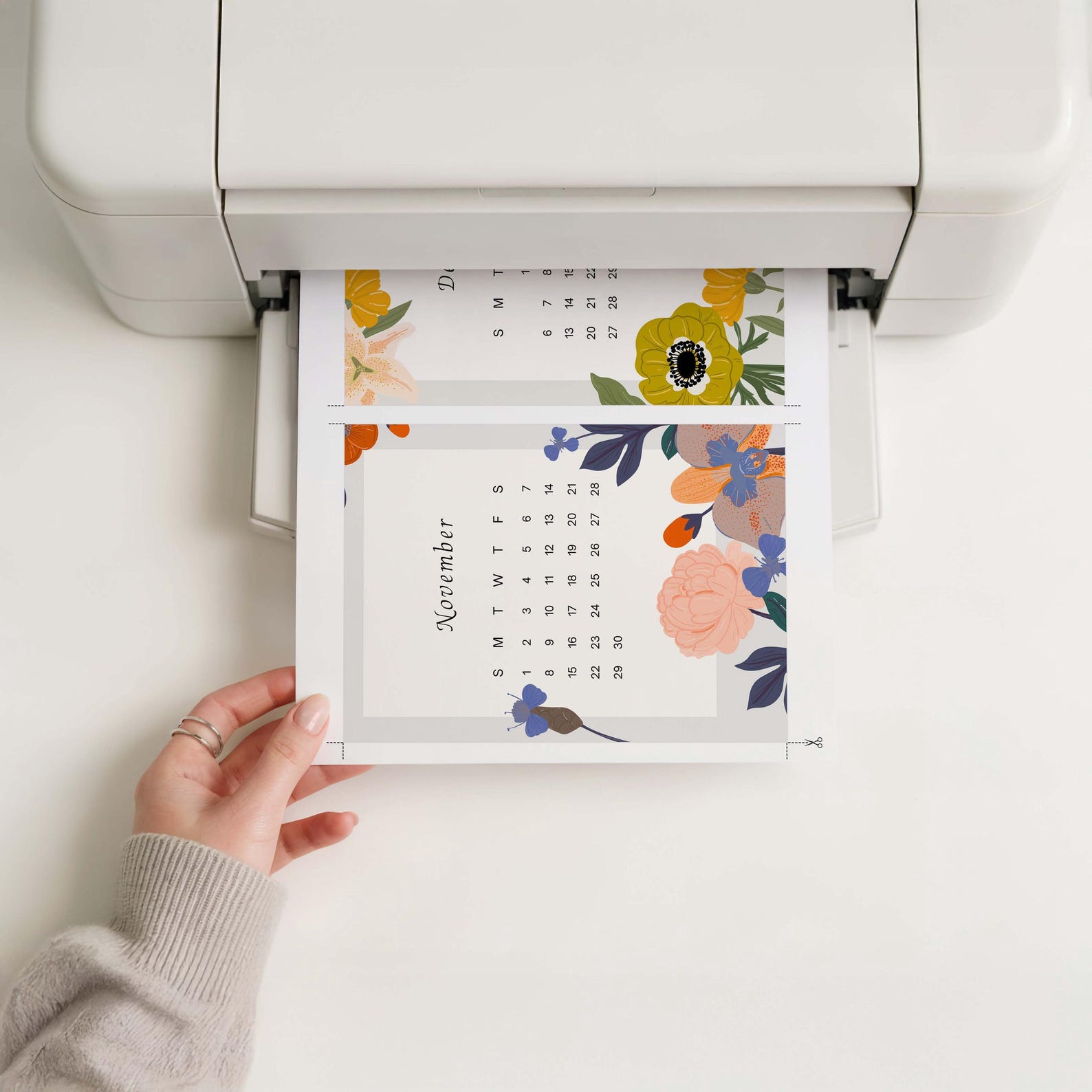 2026 Mini Calendar Cards: Floral Monthly Printable Calendar Set (PDF ...