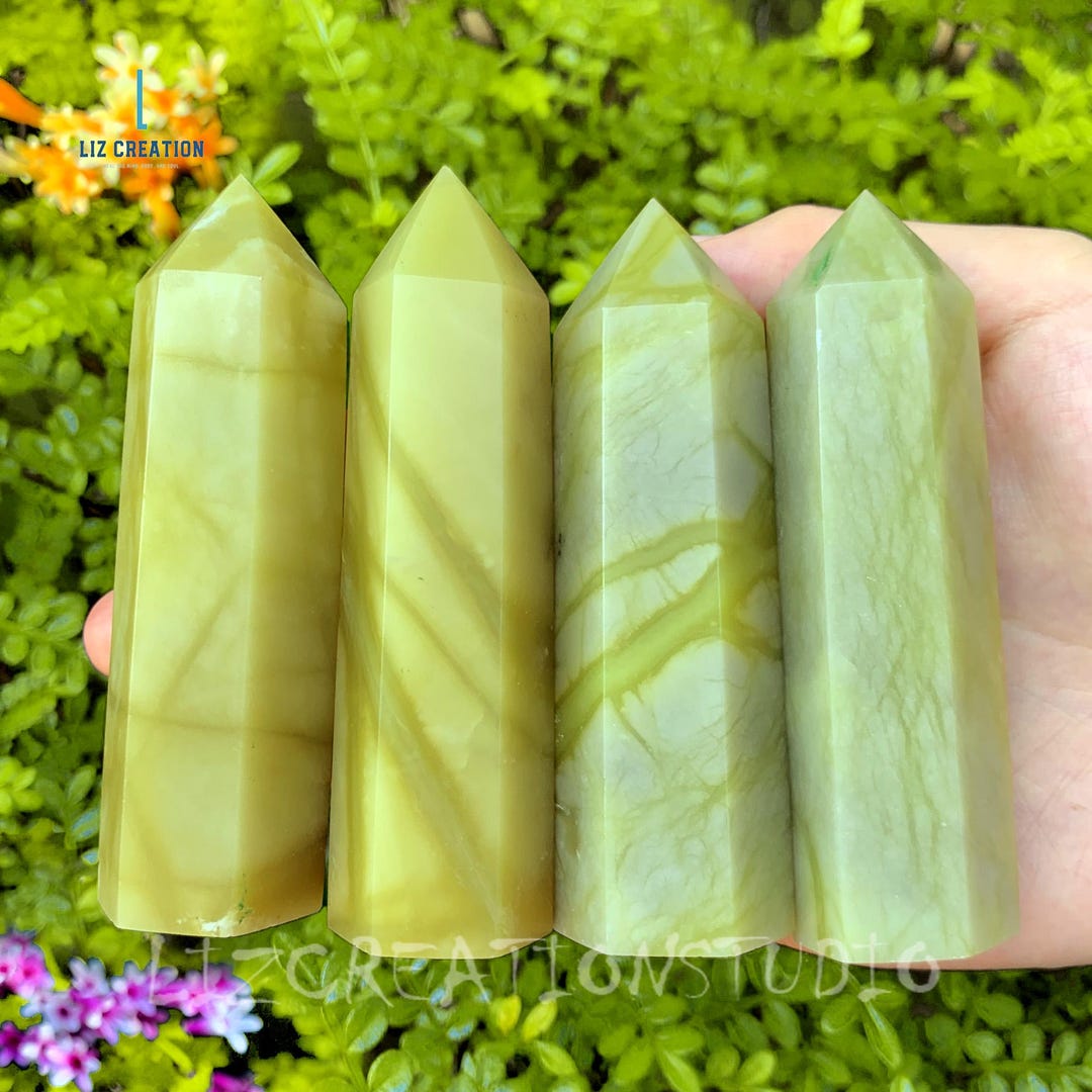 Lemon Jade Tower Points, Lemon Jade Obelisk Wand, Mineral Specimens ...