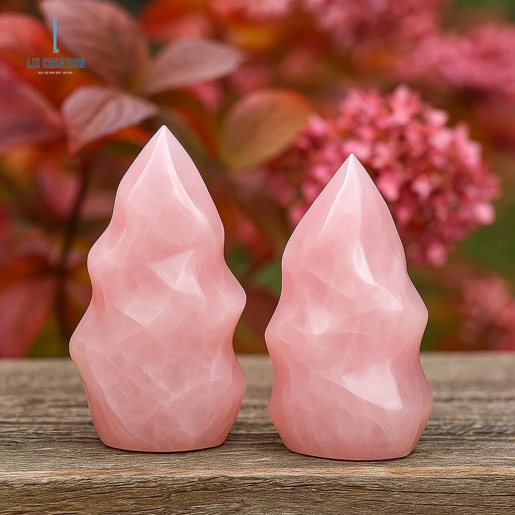 Large Natural Rose Quartz Flame Tower Point: Self-love Beginner ...