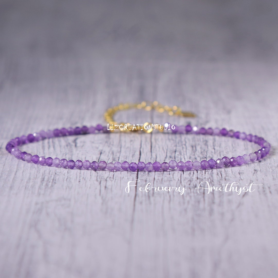 Minimalist Amethyst Bracelet -natural Stone Dainty Bracelet- Amethyst ...
