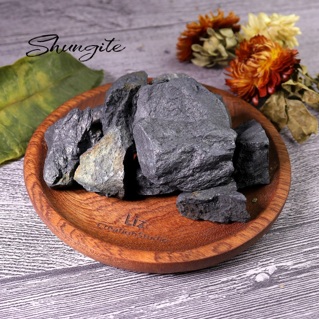 Raw Shungite Stone-natural Rough Shungite Crystals Gemstones, Shungite ...