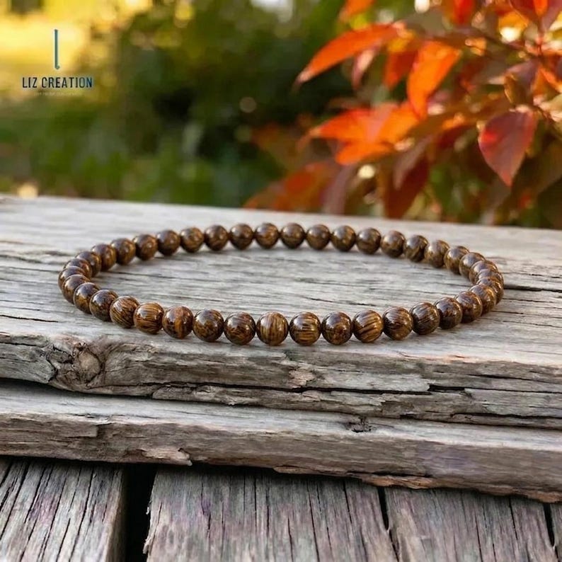 4mm Dainty Bronzite Bracelet • Minimalist Natural Brown Gemstone ...
