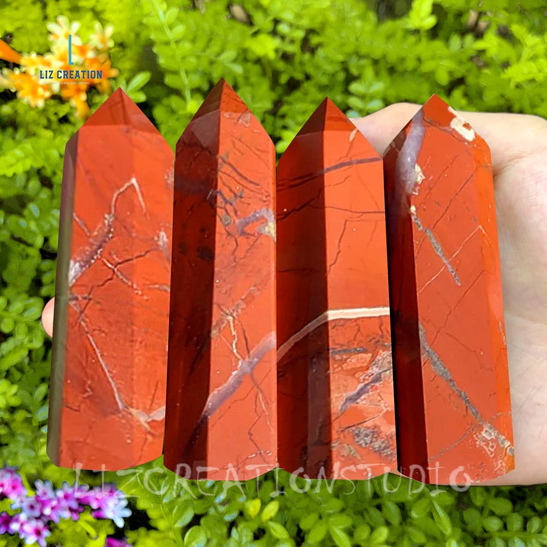 Red Jasper Tower, Red Jasper Point, Natural Stone Obelisk Wand, Mineral Specimens Reiki ...