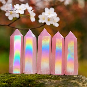 Angel Aura Tower Point- Natural Gemstone Obelisk Wand- Throat Chakra ...