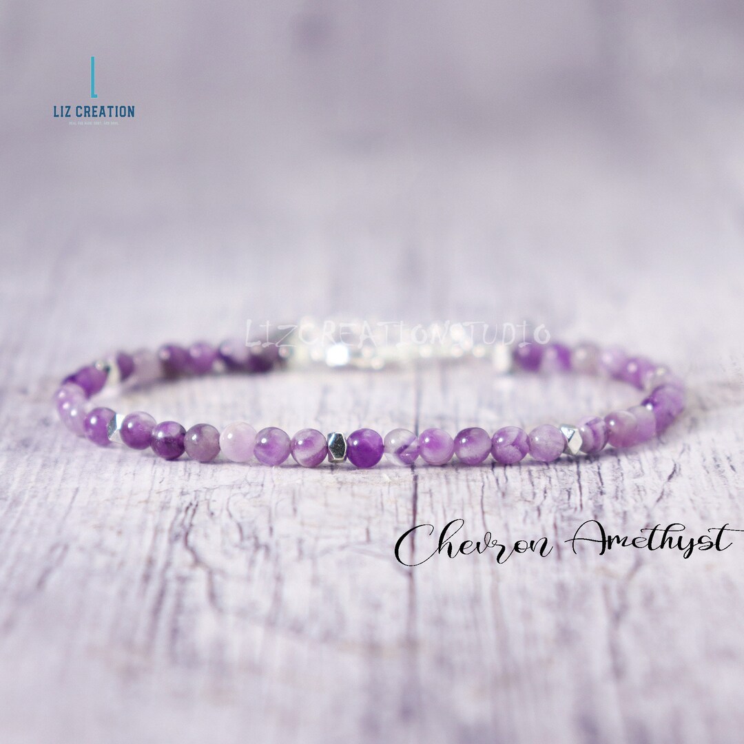 Delicate Chevron Amethyst Minimalist Bracelet natural Chevron Amethyst ...