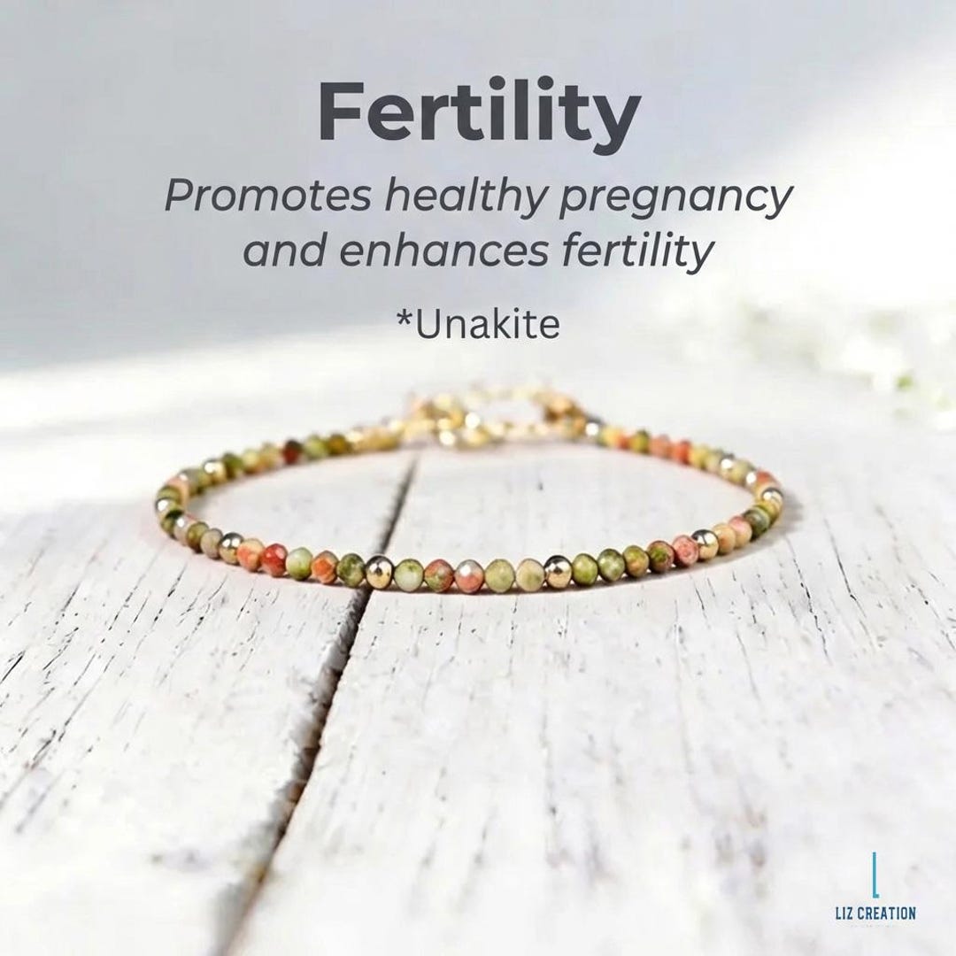 Buy Minimalist Unakite Fertility Bracelet, Dainty Stone of Rebirth ...