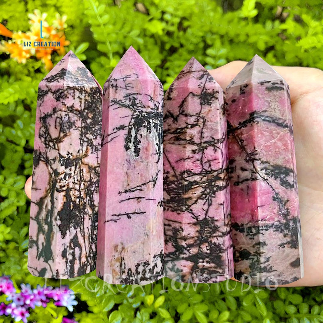 Natural Rhodonite Tower Point- Rhodonite Crystal Obelisk Wand, Mineral ...