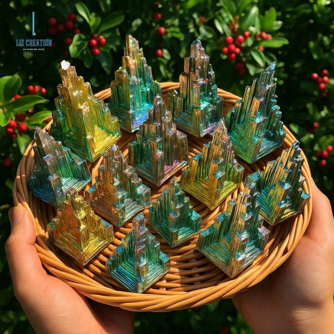 Rainbow Crystal Bismuth Cluster, Bismuth Mineral Specimen Crystals ...
