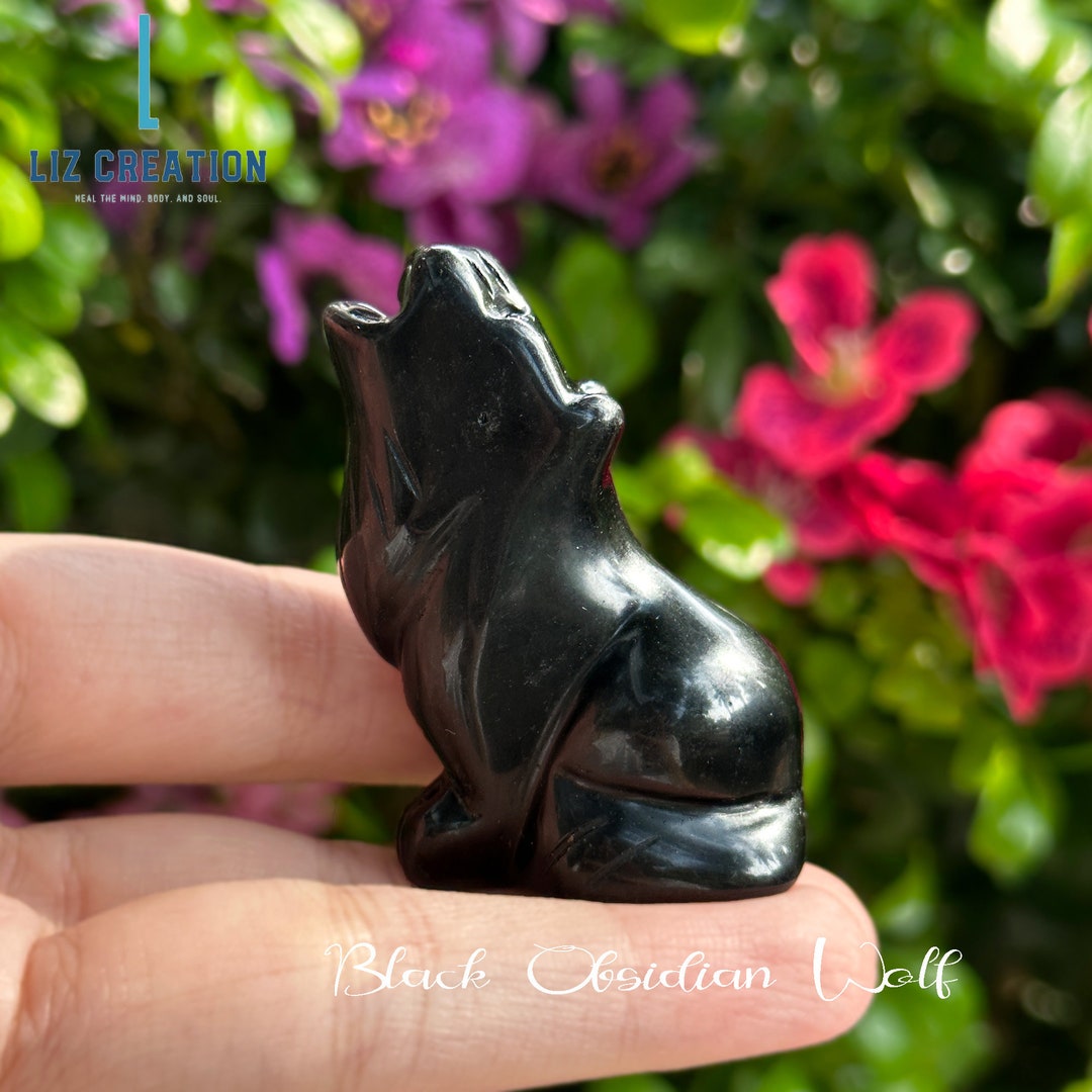 Natural Obsidian Stone Wolf Carving Hand Craved Crystal Wolf - Etsy