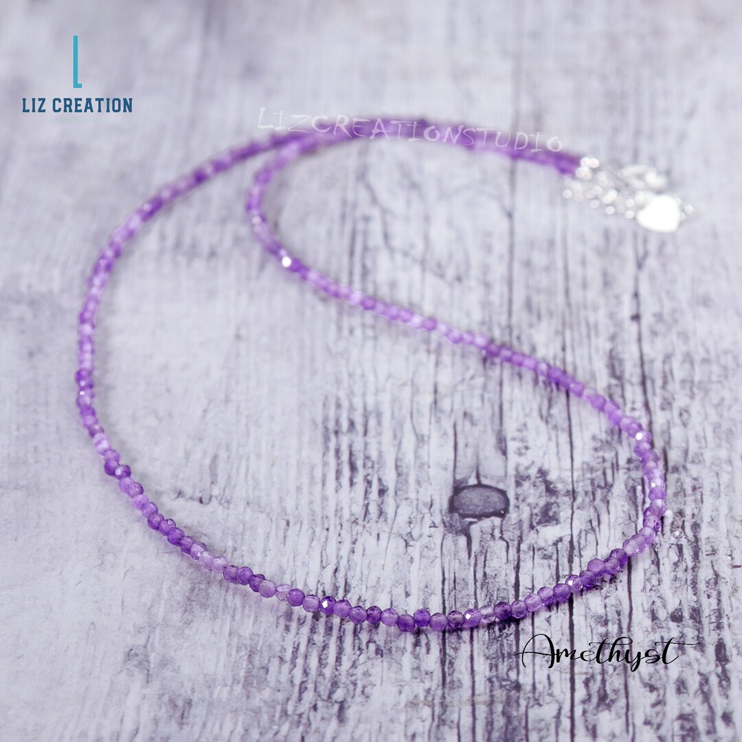 Delicate Amethyst Necklace, Healing Amethyst Crystal Dainty Choker ...