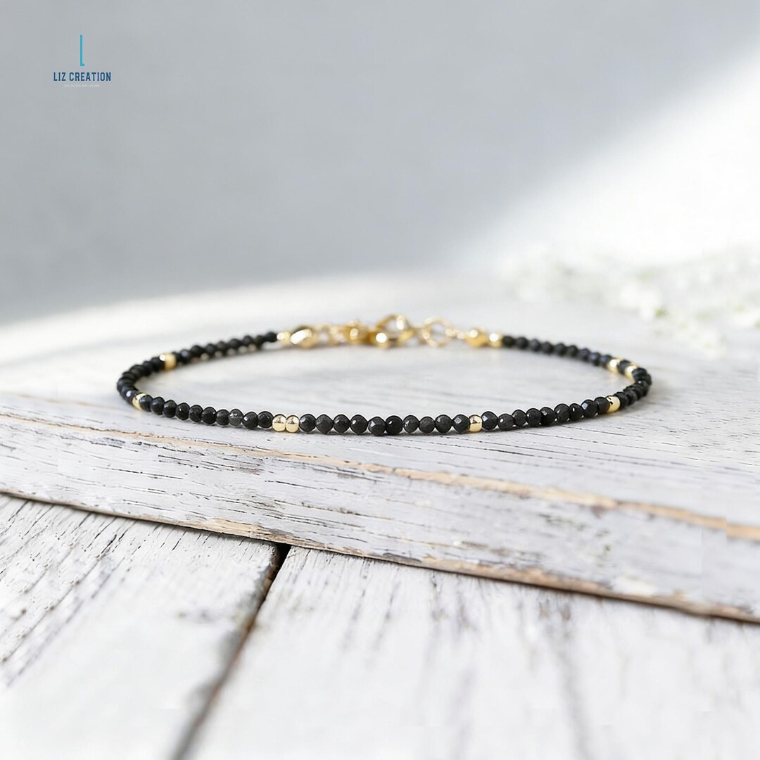 Dainty Shungite Crystal Healing Bracelet -natural Black Gemstone ...