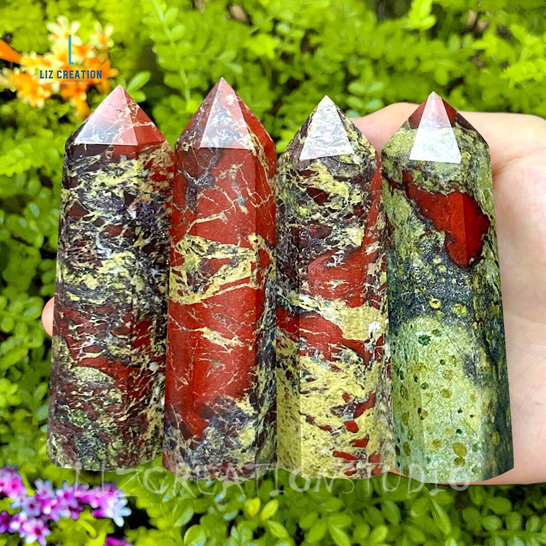Bloodstone Tower Point, Healing Crystal Obelisk Wand, Mineral Specimens ...