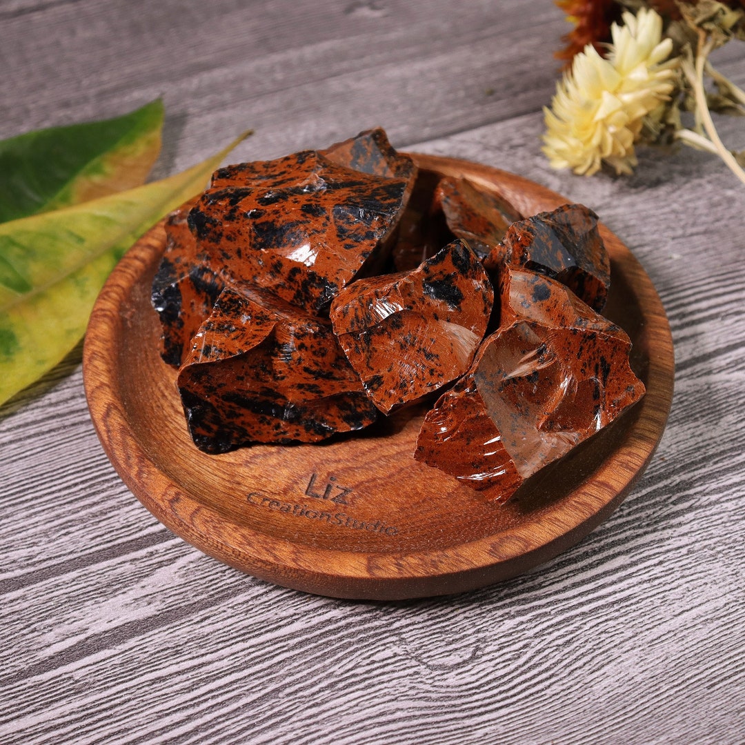 Raw Mahogany Obsidian Stone natural Rough Crystals, Reiki Healing Root ...