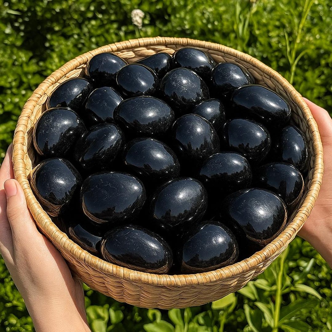 Large Black Tourmaline Tumbled Stone -root Chakra Crystal Pocket Palm ...