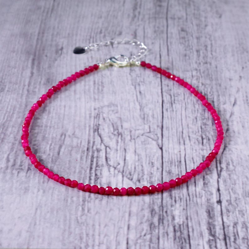 Ruby Anklet, Dainty Red Crystal Ankle Bracelet, July Birthstone Gift ...