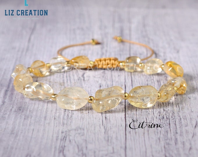 Yellow Citrine Bracelet | 6mm Gemstone Bracelet | Solar Plexus Chakra ...