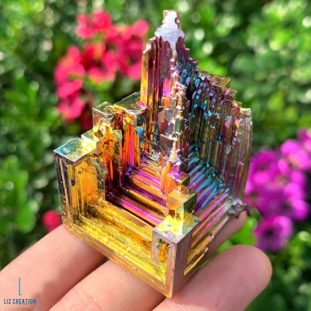 Rainbow Crystal Bismuth Cluster, Bismuth Crystal, Lab Grown Stone ...