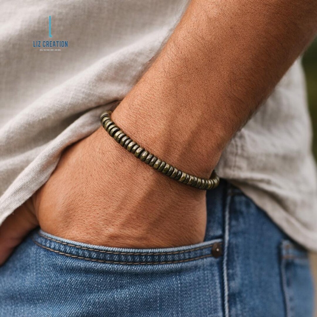 Men's Pyrite Crystal Healing Bracelet -natural Gemstone Abundance ...