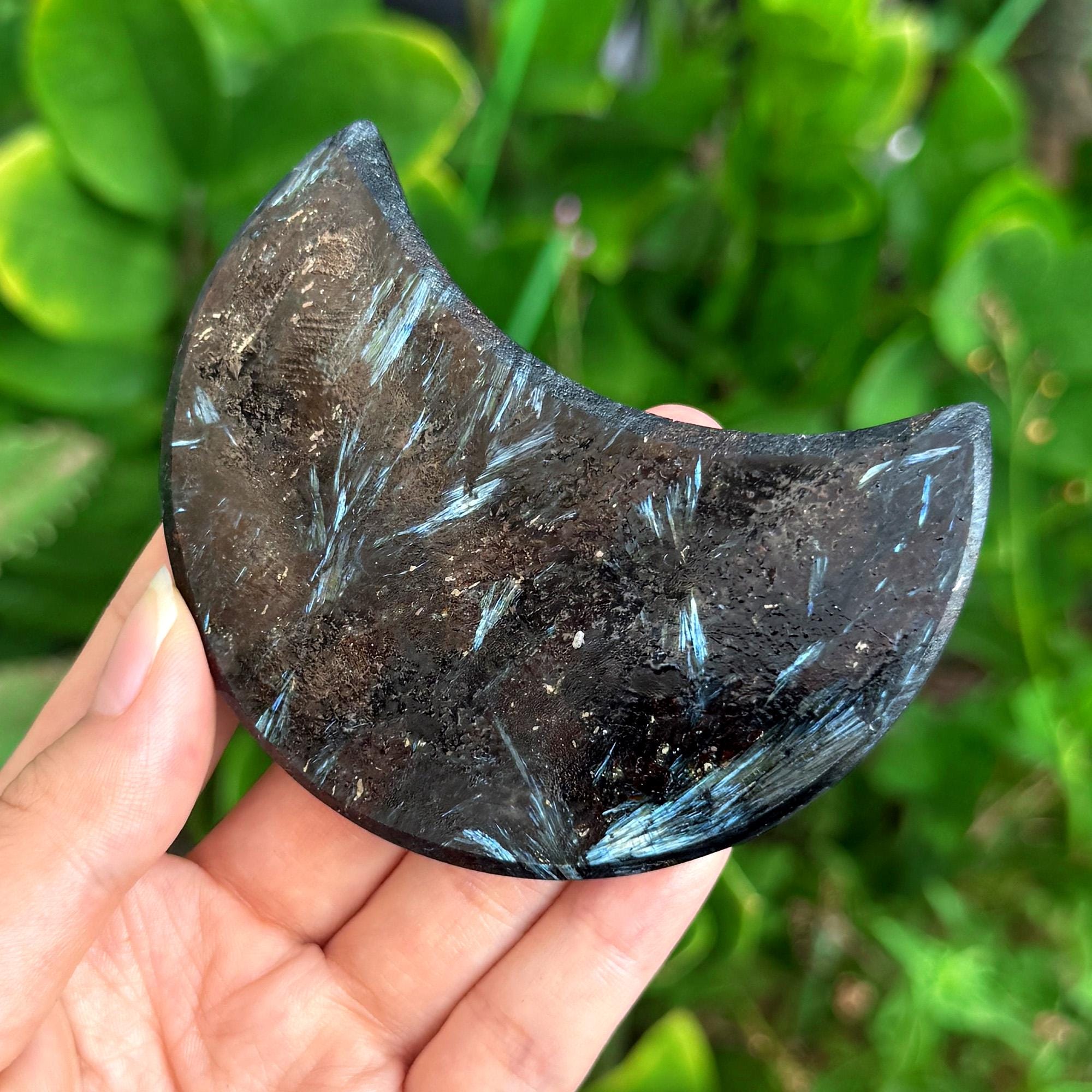 Arfvedsonite crescent Moon Crystals- Natural Gemstone Carving - Mineral ...