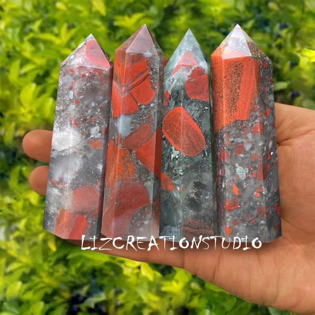 Natural Dragon Bloodstone Tower Point, Spiritual Protection Stone ...