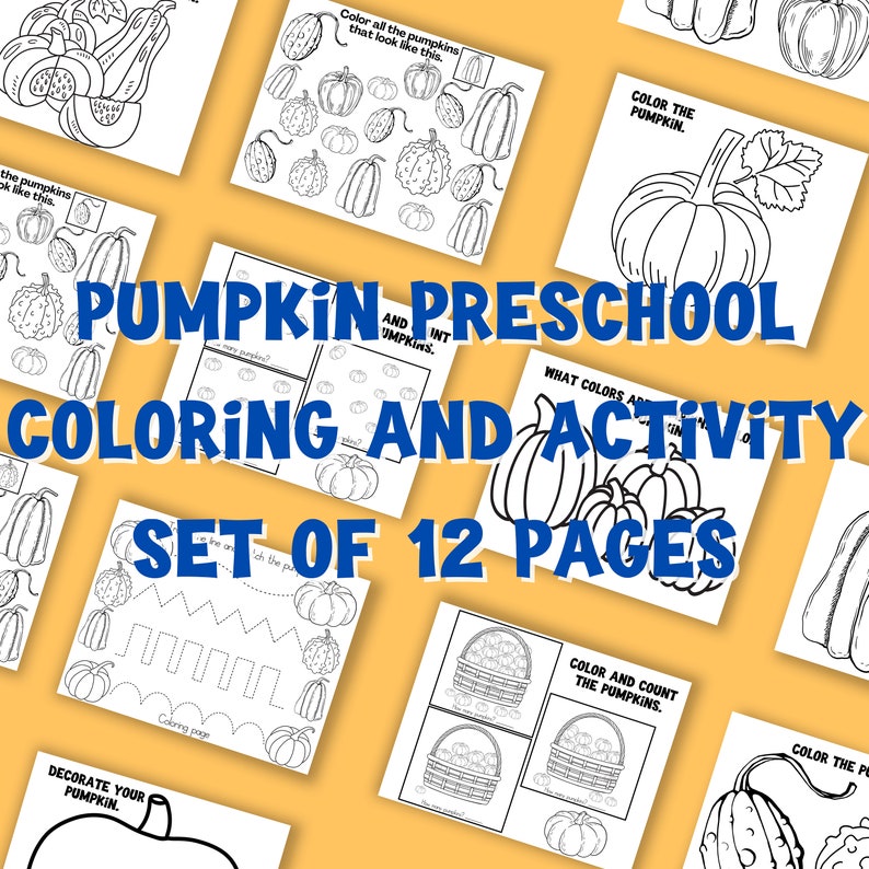 Pumpkin Printable Coloring and Activity Sheet Set of 12 - Etsy