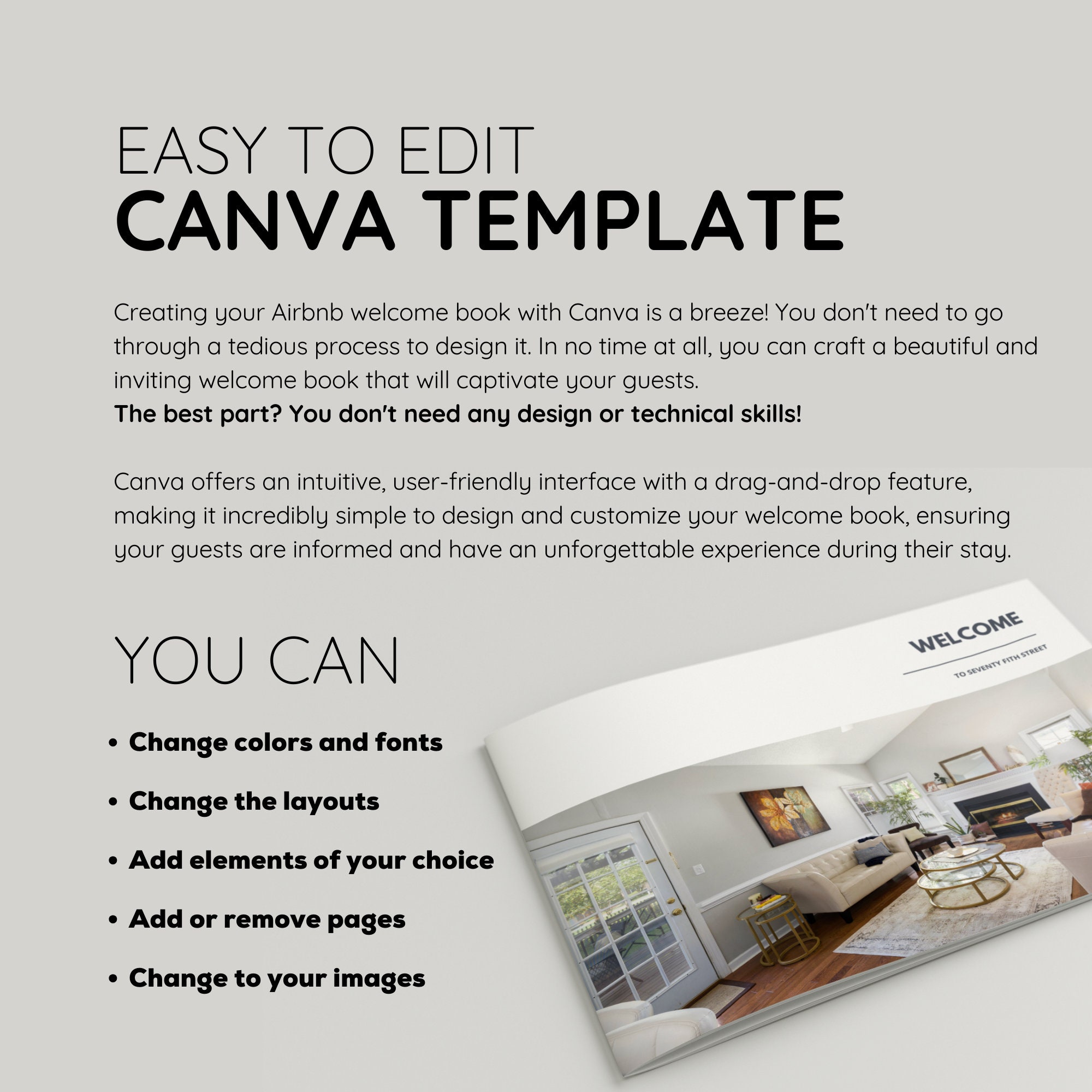 Airbnb Welcome Book Template, Canva Template, Modern Apartment, Airbnb ...