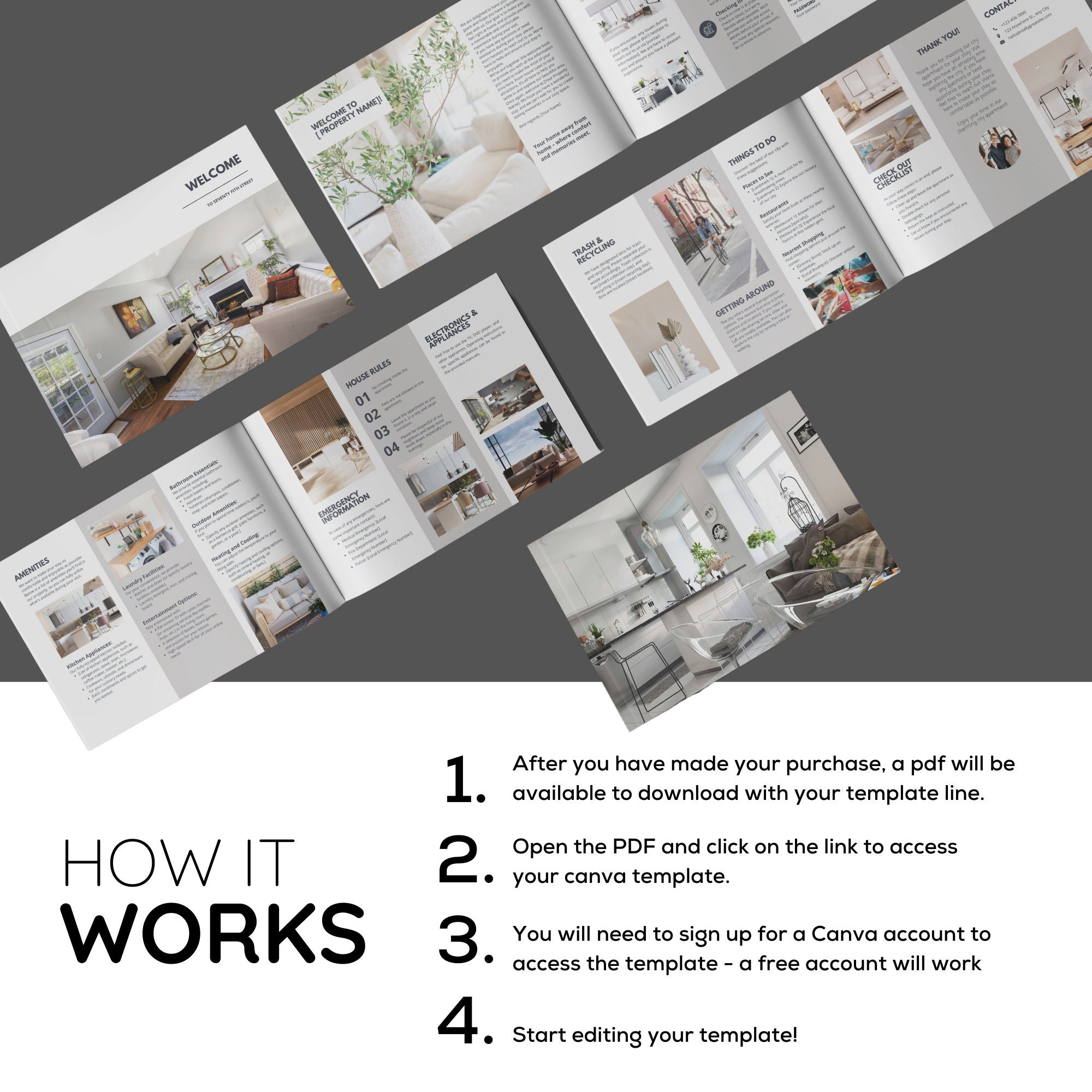 Airbnb Welcome Book Template, Canva Template, Modern Apartment, Airbnb ...