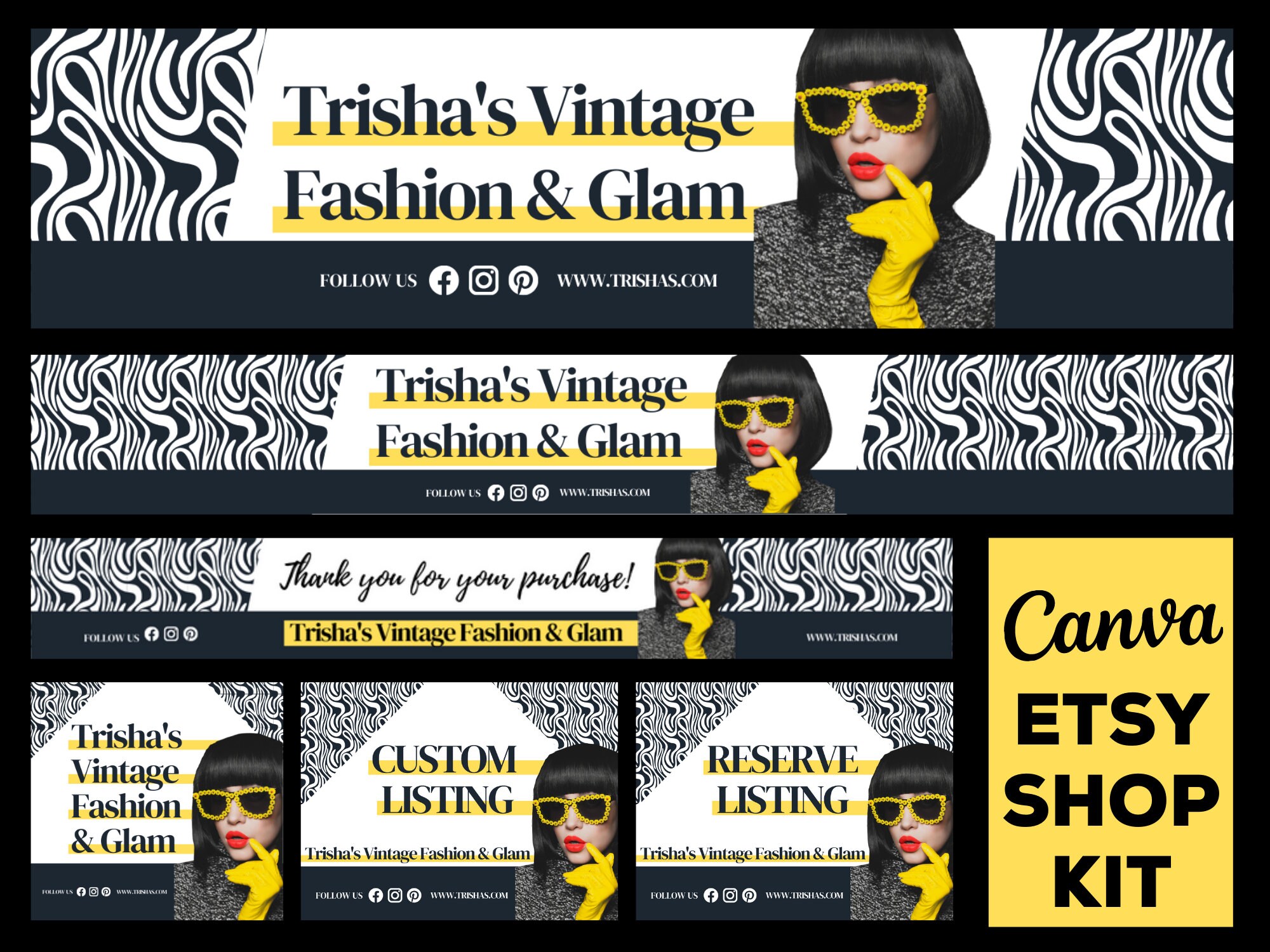 ETSY Shop Banner Set INSTANT DOWNLOAD | Bold, Shop Banner, Shop Icon ...