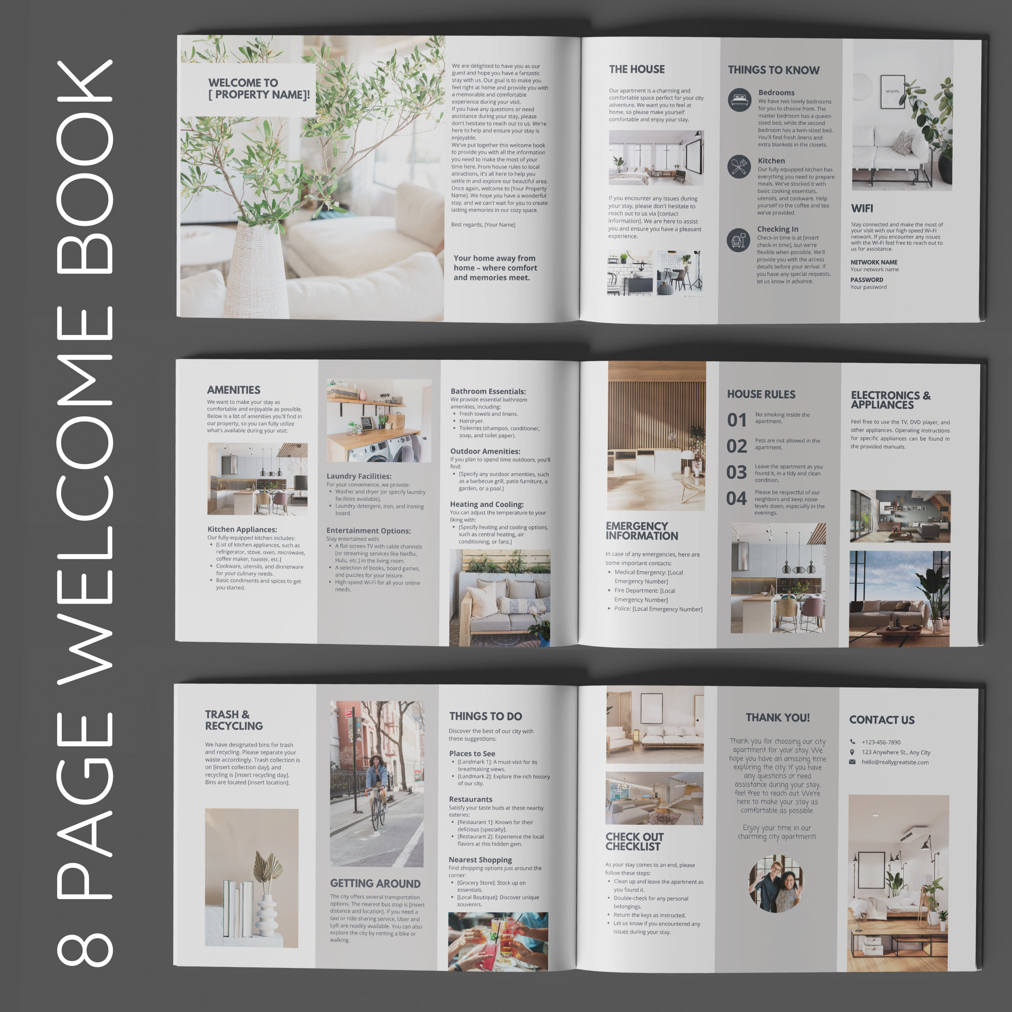 Airbnb Welcome Book Template, Canva Template, Modern Apartment, Airbnb ...
