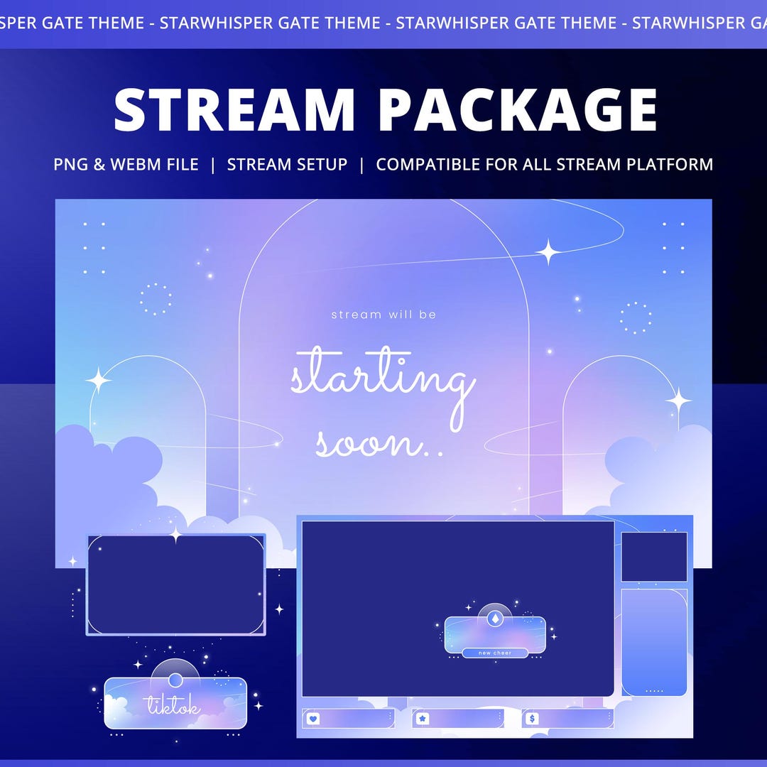 Dreamy Sky Stream Overlay Package – Animated Pastel Cloud Design for ...