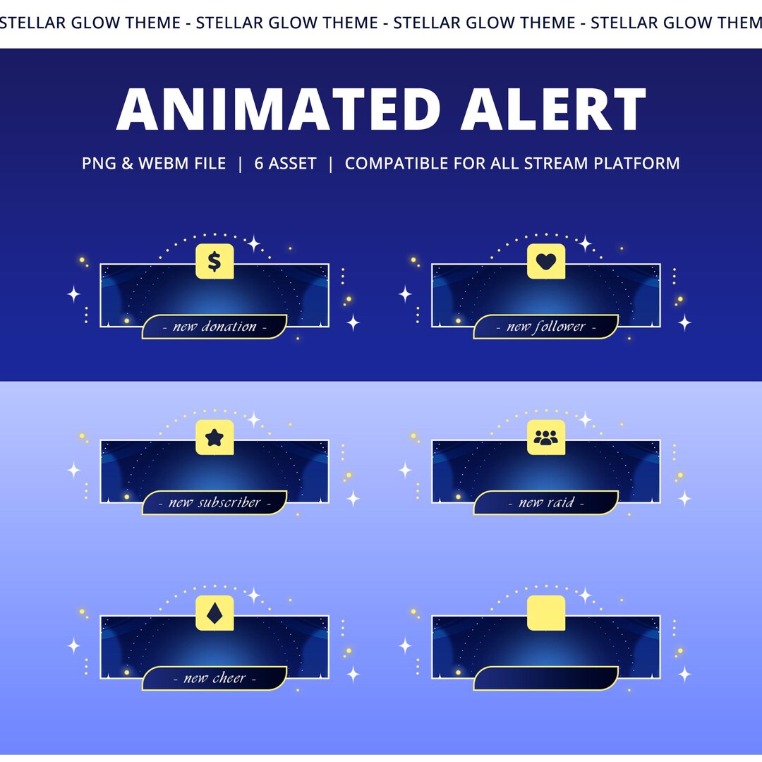 Stellar Glow Animated Stream Alerts, Neon Galaxy Look With Particle ...
