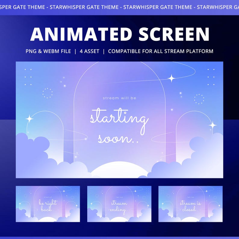 Dreamy Sky Stream Overlay Package – Animated Pastel Cloud Design for ...
