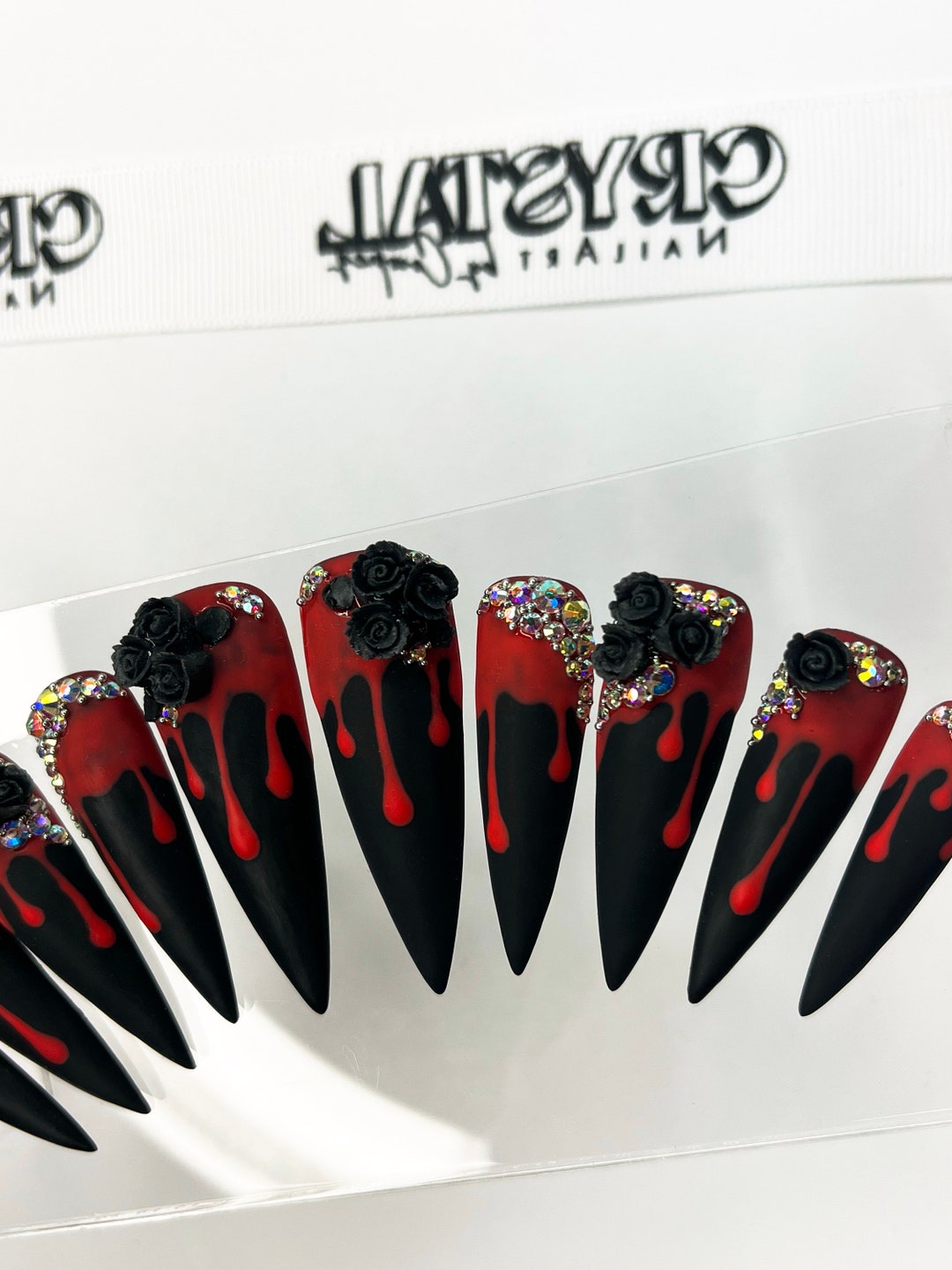 Halloween Blood Drips, Gothic, Emo, Roses Matte Black | Made to Order ...