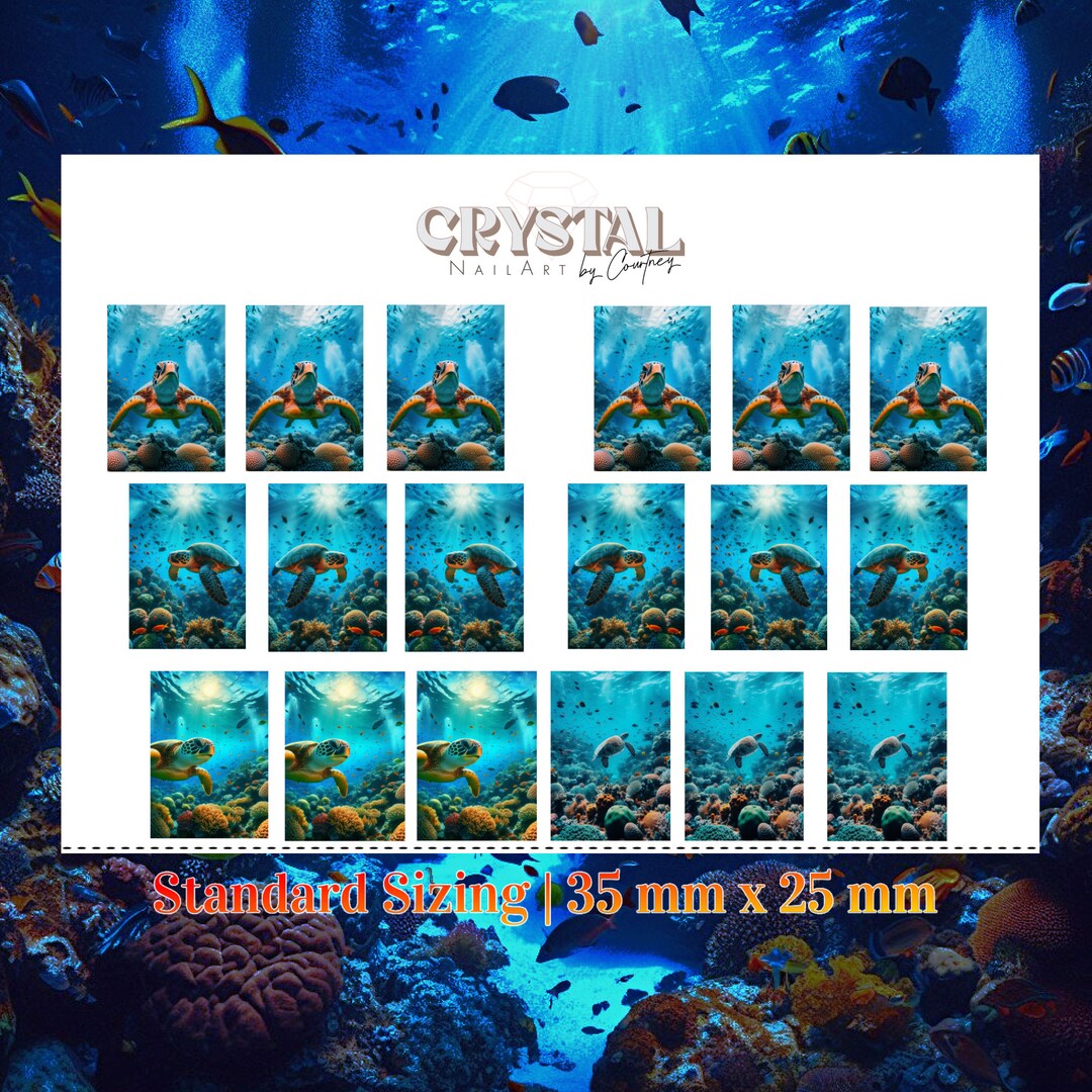 Sea Turtle Nail Decals - Ocean Aquamarine Waterslide Nail Art - Full ...