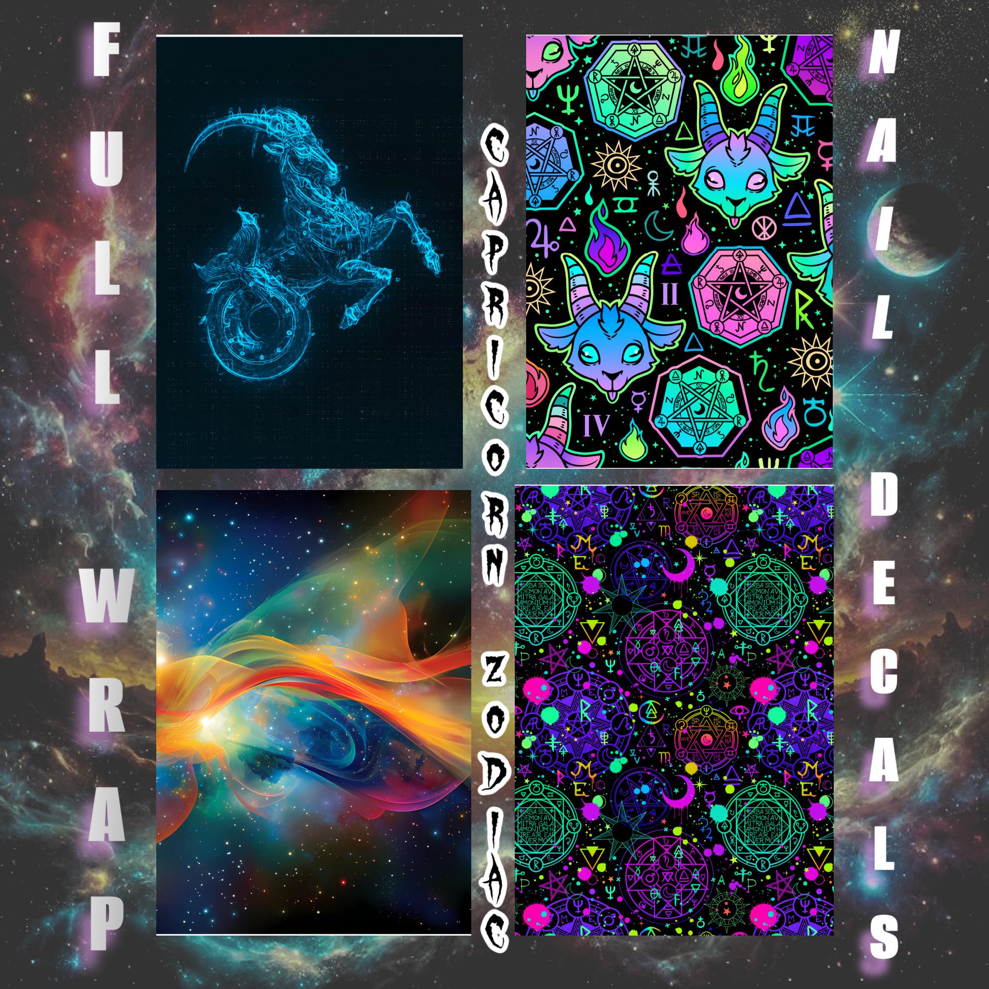 Zodiac Nail Decals | Neon Capricorn Waterslide Wraps | Bright Horoscope ...