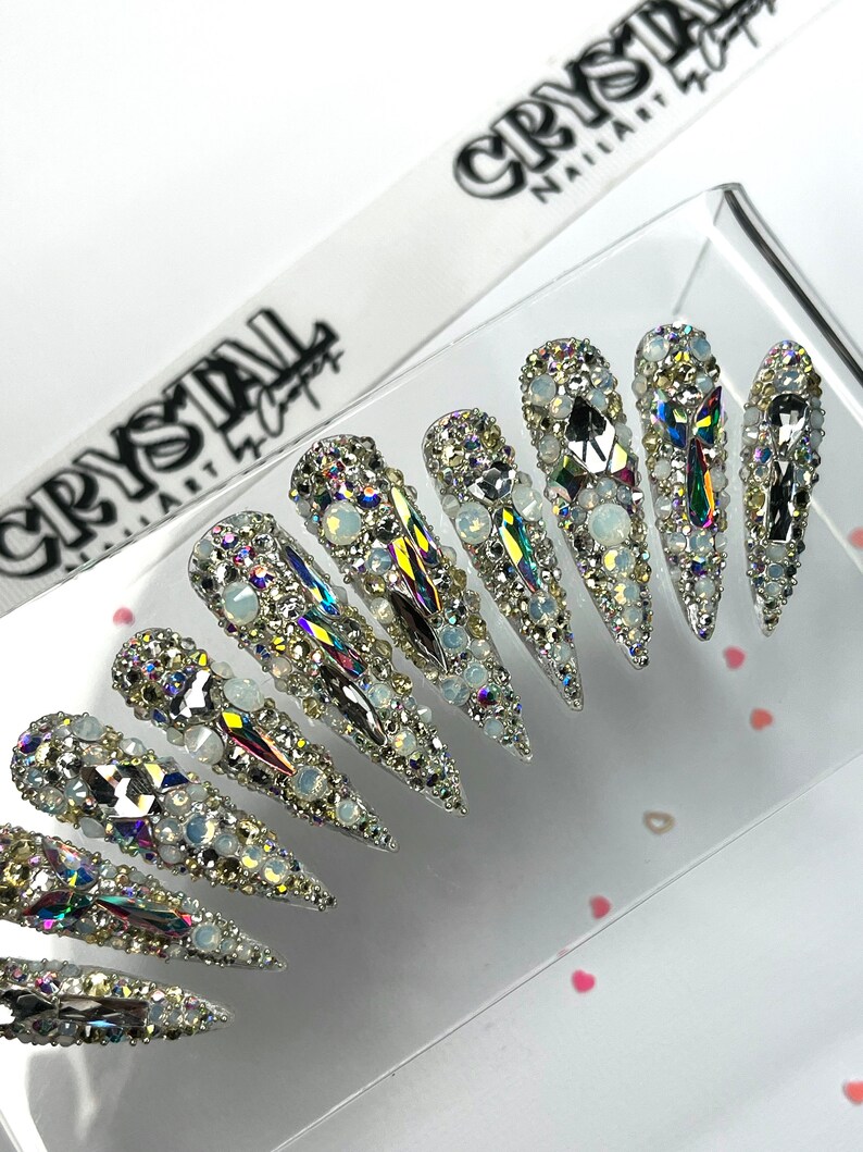 Shimmering Crystal Press-on Nails | Made-to-order - Etsy