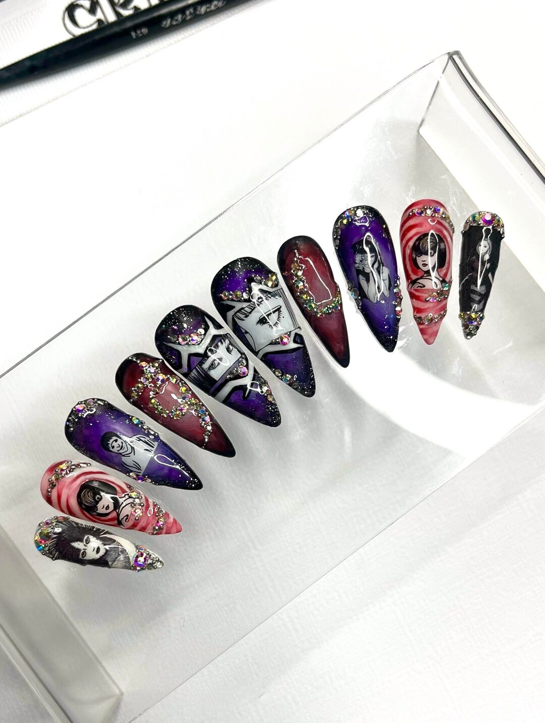 Tomie Horror Anime Press-on Nails | Junji Ito Inspired Nail Art ...