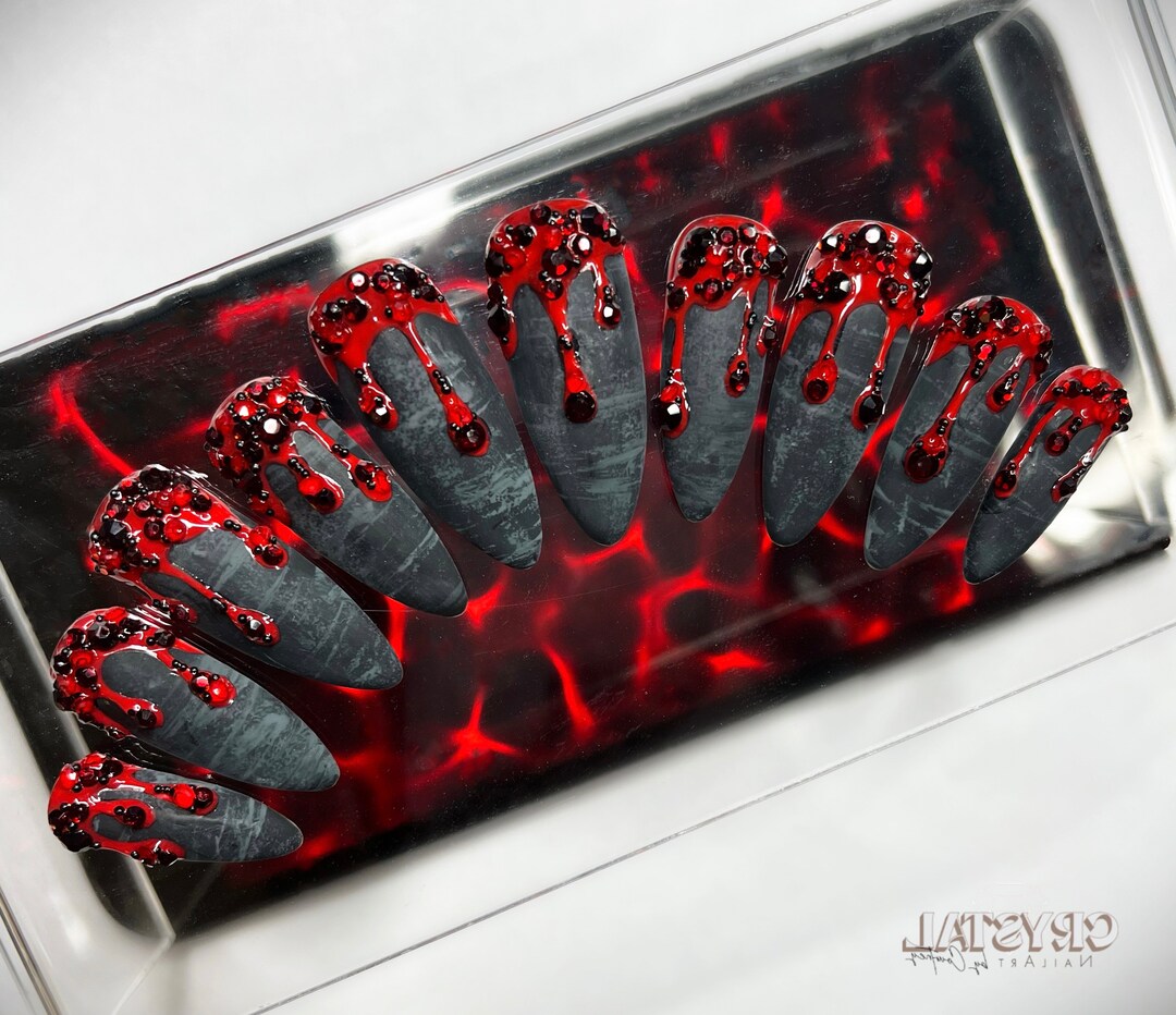 CRYSTALIZED Bloody Cuticles Dripping Blood Press-on Nails Made-to-order ...
