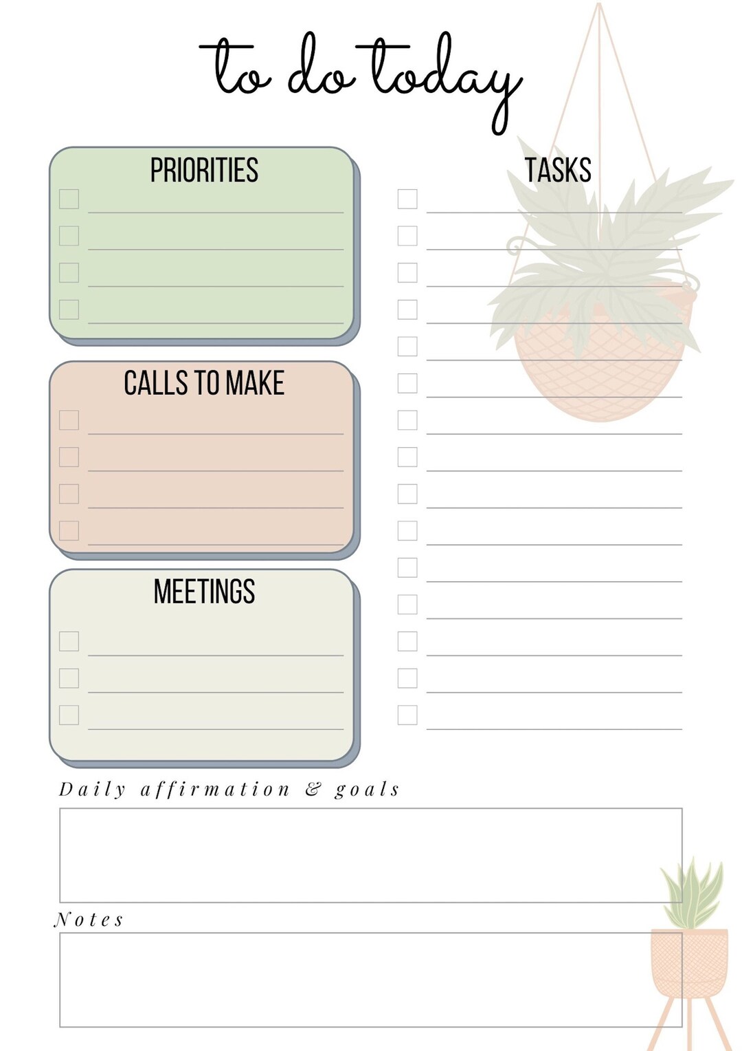 Printable Daily to Do List/task List/ Daily Planner/goal Setting/daily ...